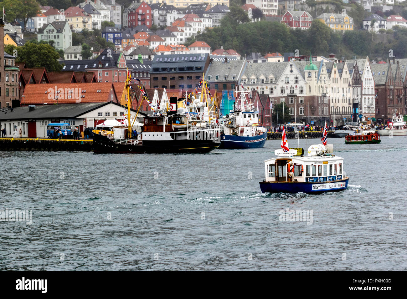 Veteran passenger steam ship Granvin, built 1931. In the port of Bergen ...