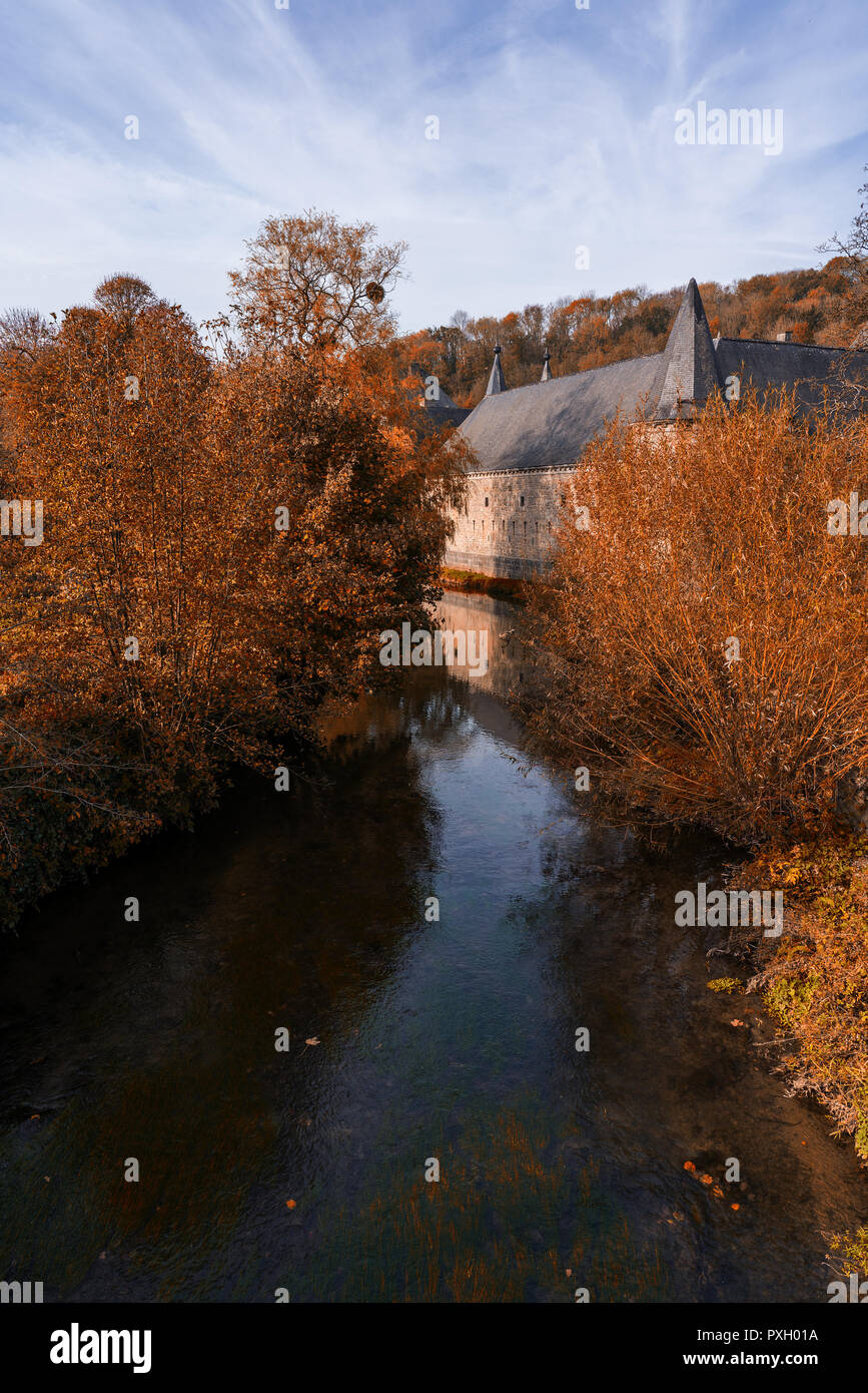 Spontin Castle in autumn Stock Photo - Alamy