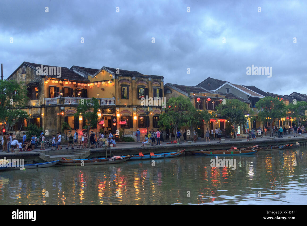 city lights on hoi an at night, vietnam Stock Photo - Alamy