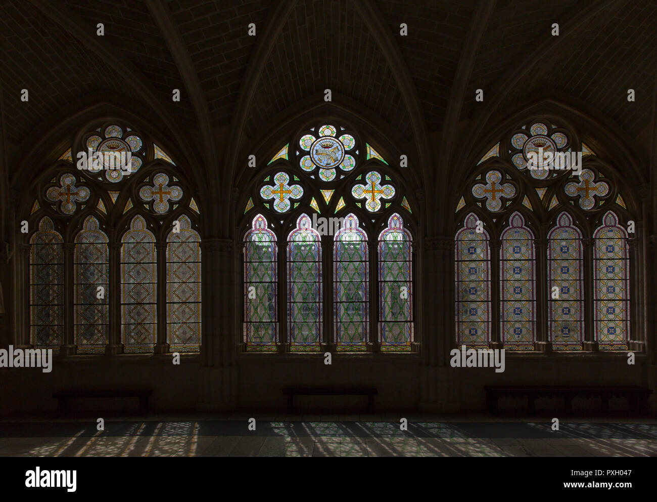 Stained glass windows, Cathedral in Burgos, Spain Stock Photo - Alamy