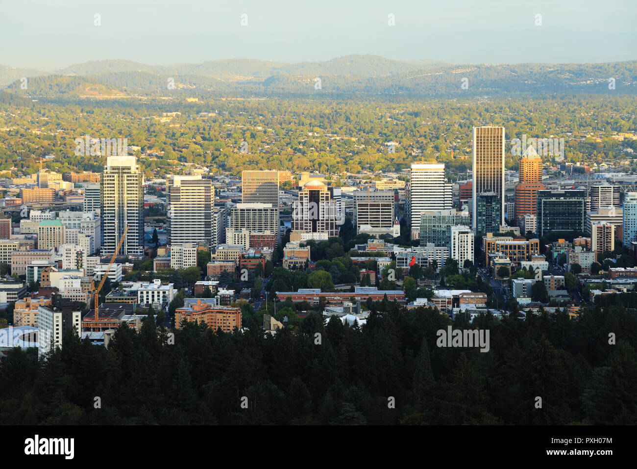 An aerial view of Portland, Oregon downtown Stock Photo - Alamy