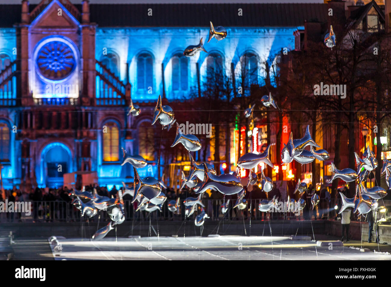 Light Art Festival "Bright Brussels", various light installations ...
