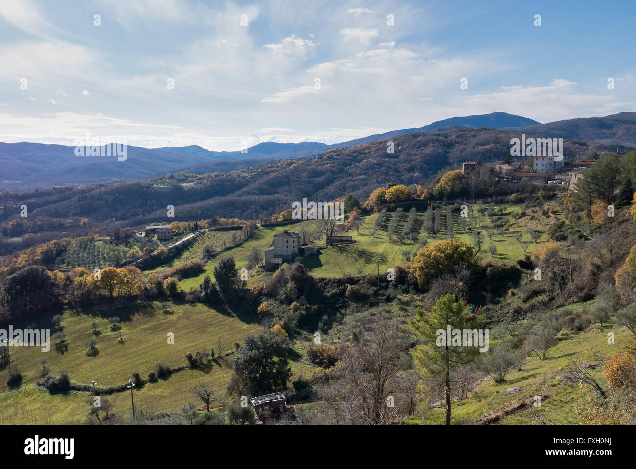 The village of Chiusdino, in a magnificent position between the Merse ...