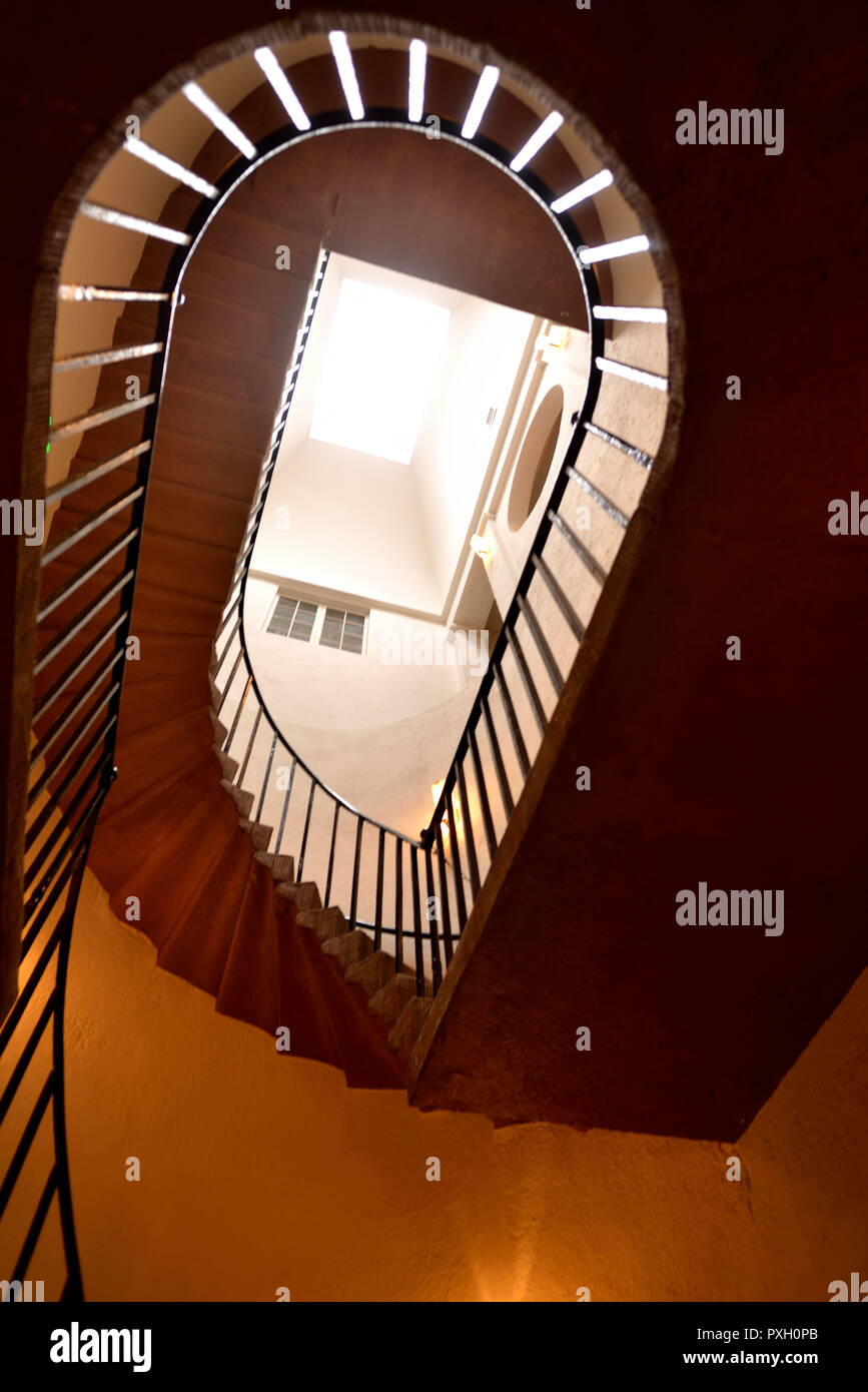 Inside Fire Proof Building Stair Well Looking Up Stock Photo - Alamy