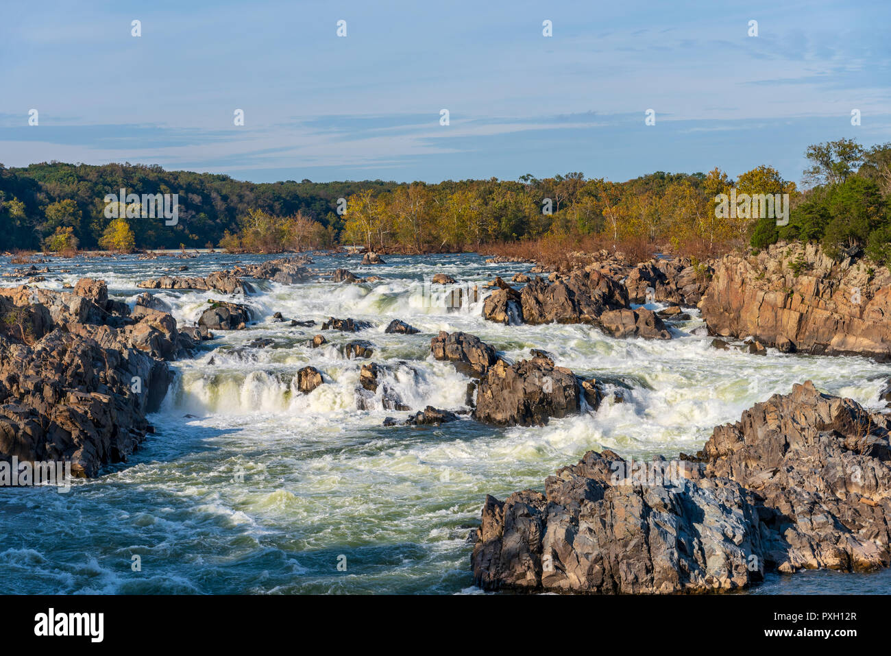Water from the Potomac river cascades into Mather Gorge in McLean, VA ...