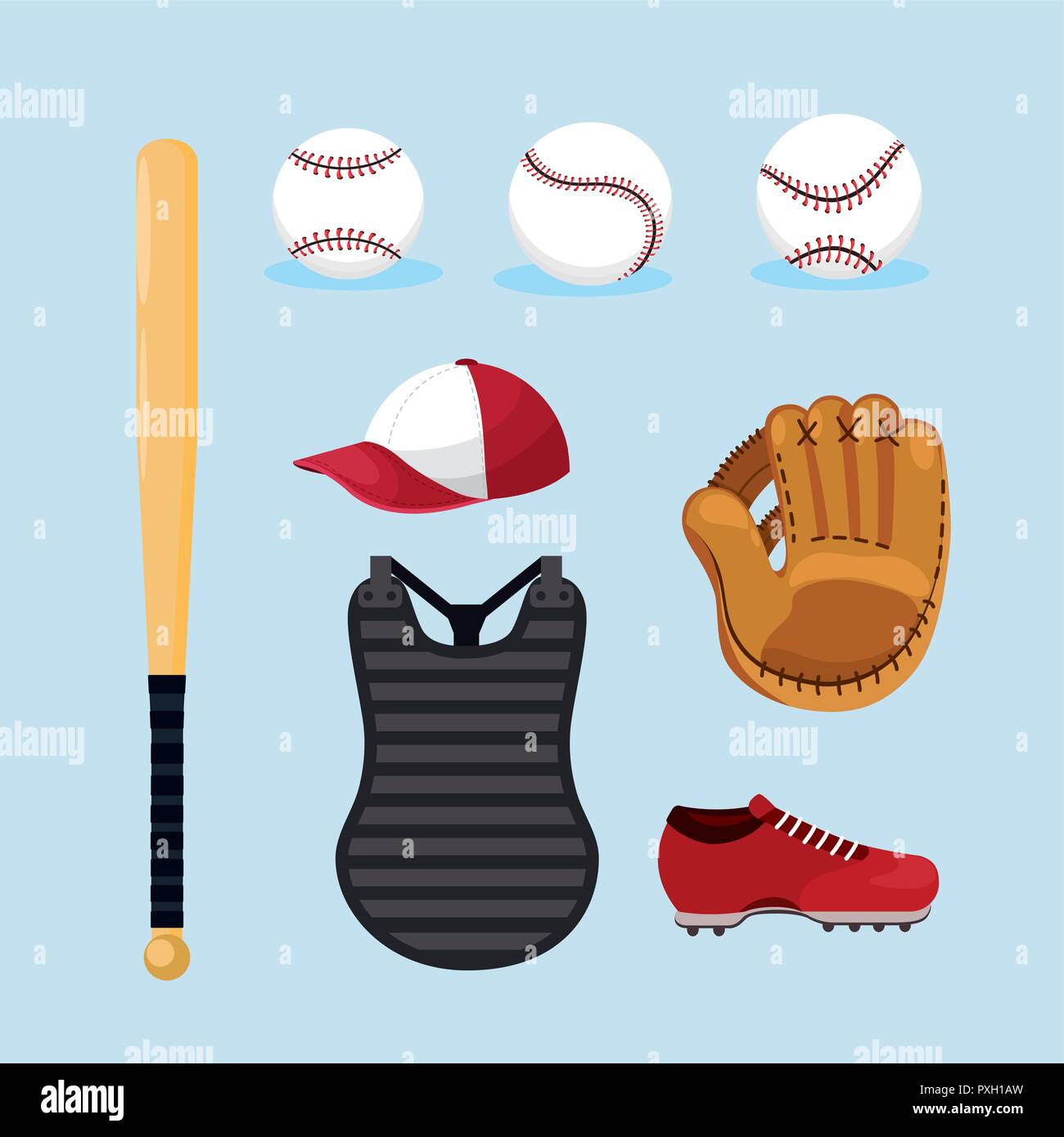 set baseball professional uniform equipment Stock Vector Image & Art ...