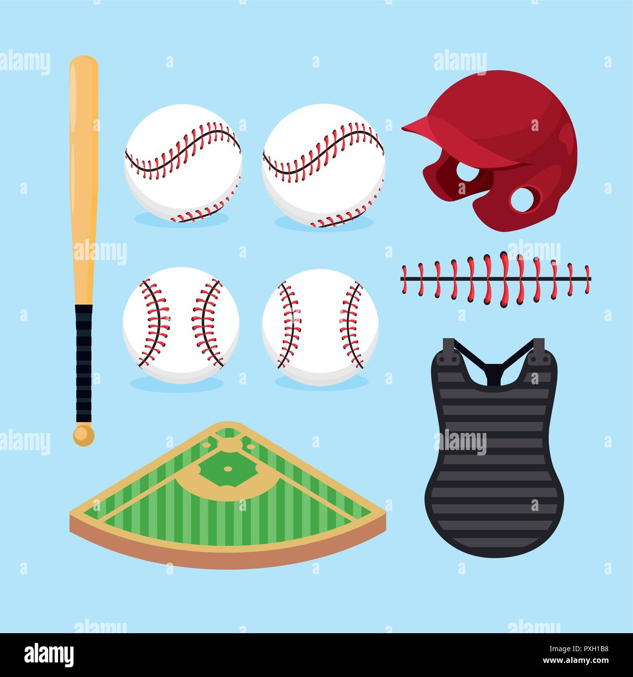 set professional baseball game with equipment Stock Vector Image & Art ...