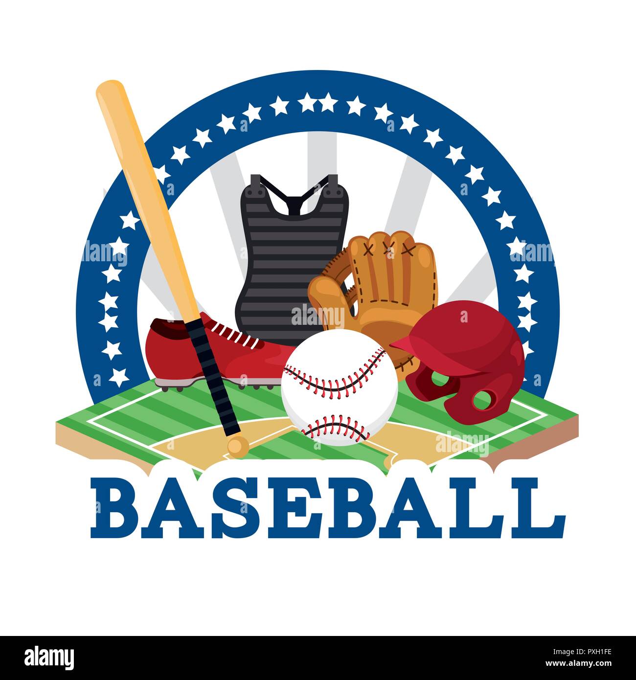 sticker baseball sport game with equipment Stock Vector Image & Art - Alamy