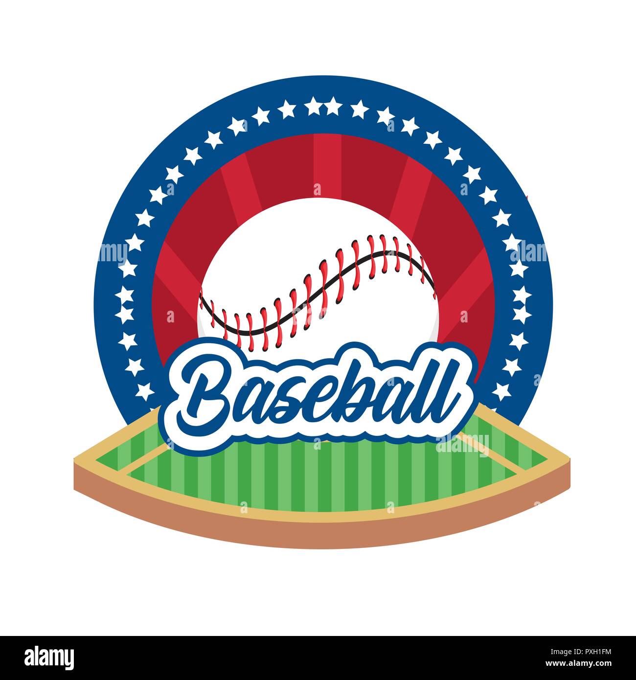 baseball game sticker with ball and field Stock Vector Image & Art - Alamy