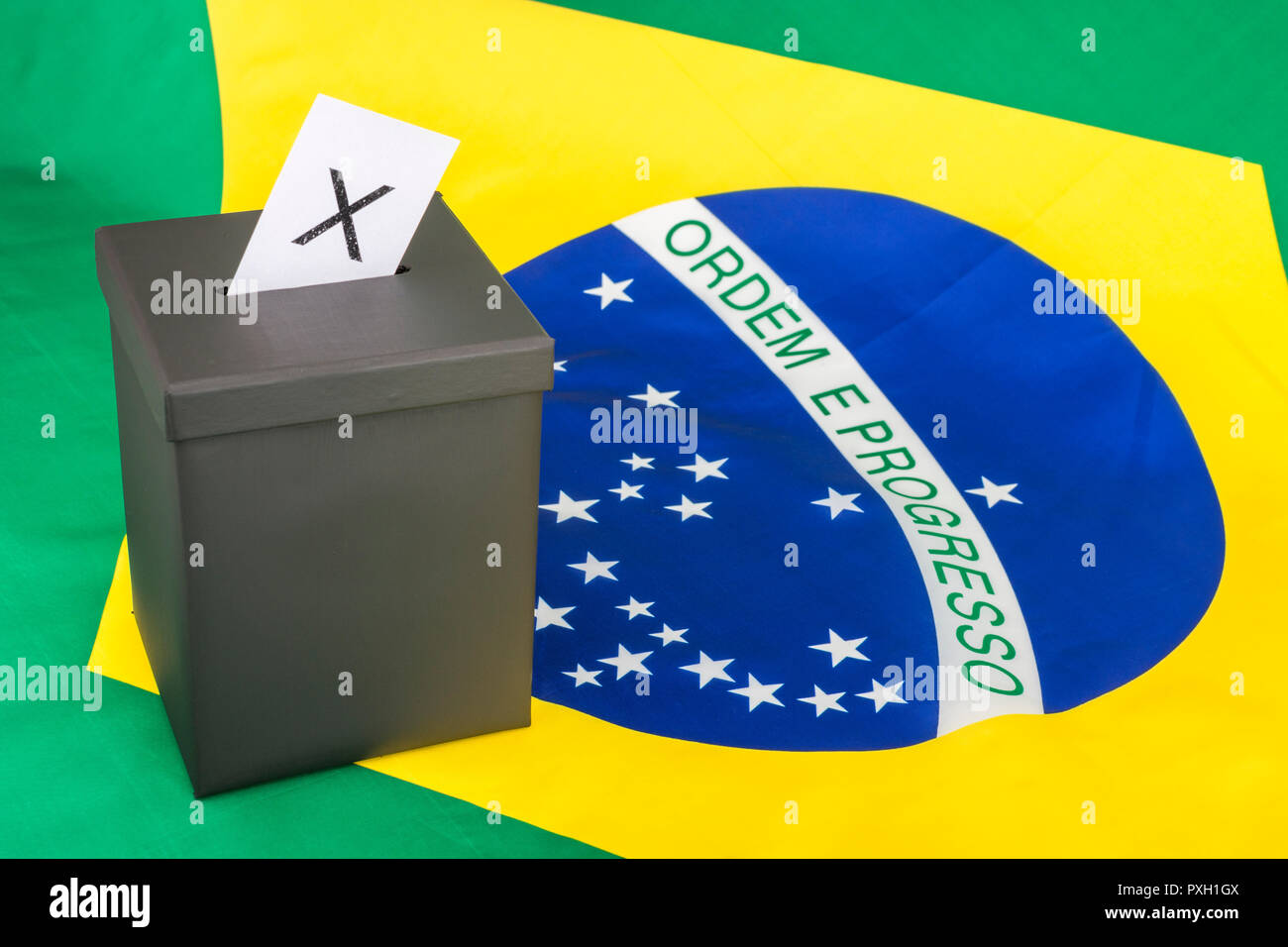 Black ballot box with Brazilian flag - conceptual for 2018 Brazilian ...