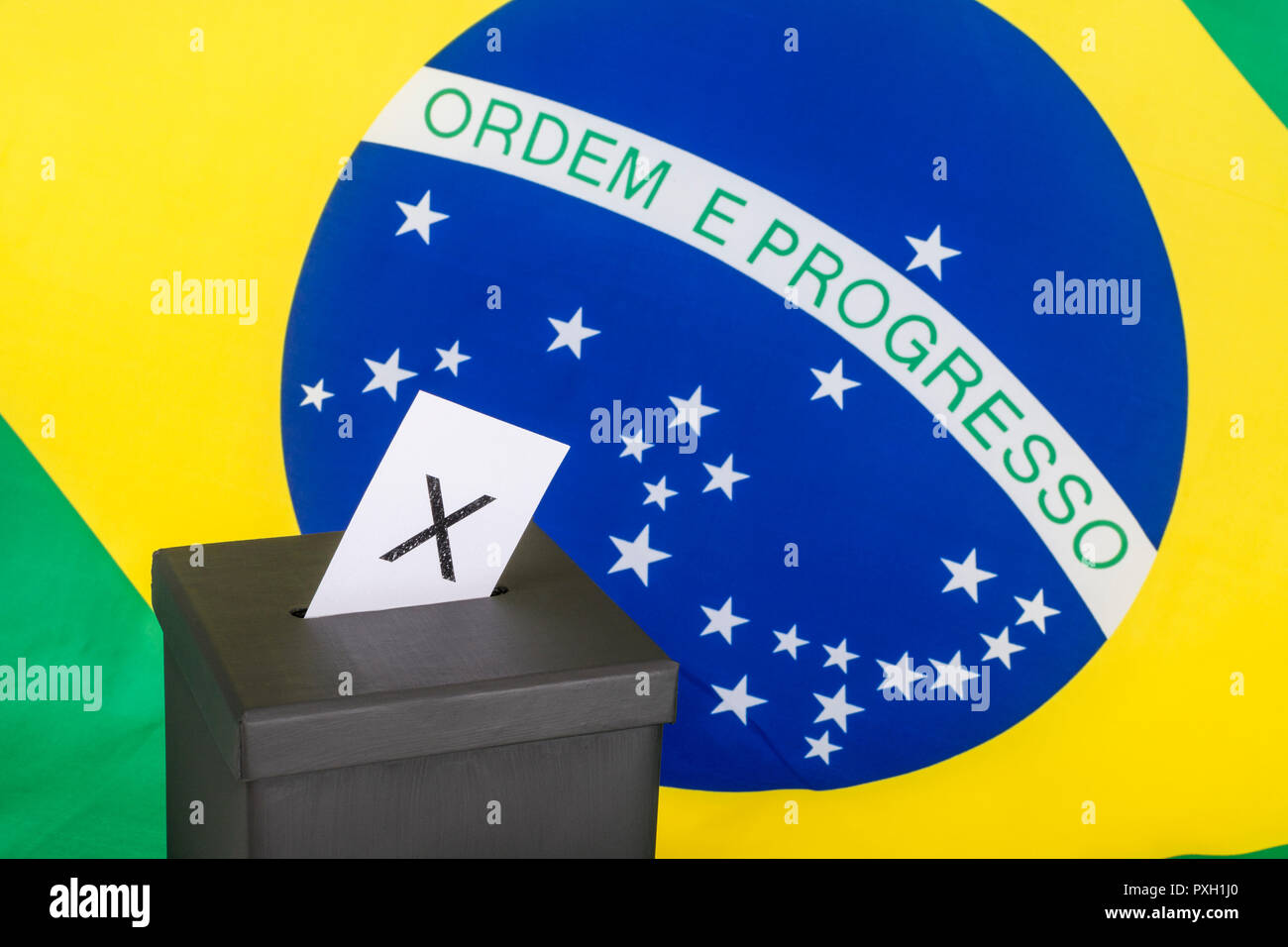 Black ballot box with Brazilian flag - conceptual for 2018 Brazilian ...