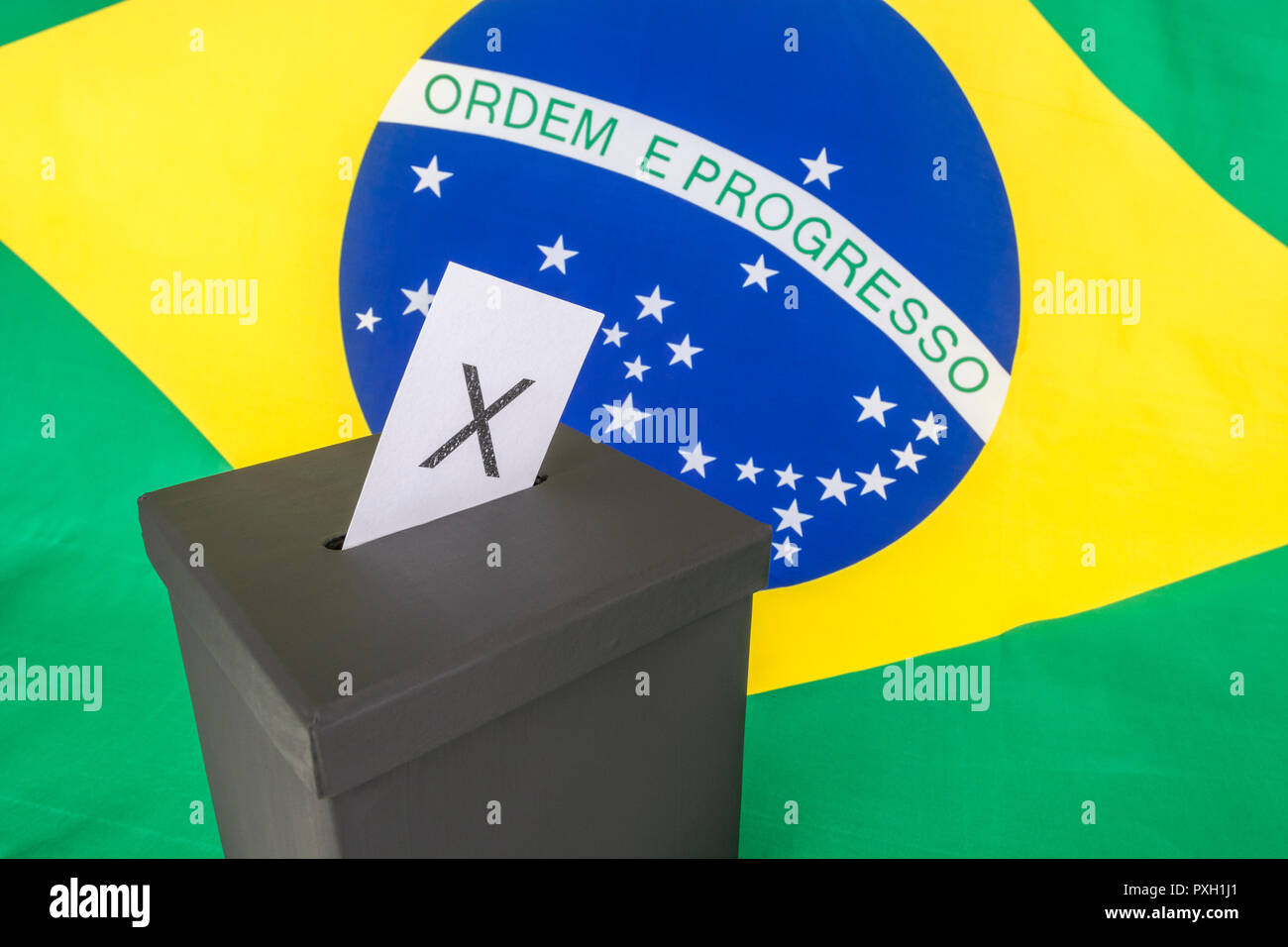Black ballot box with Brazilian flag - conceptual for 2018 Brazilian ...