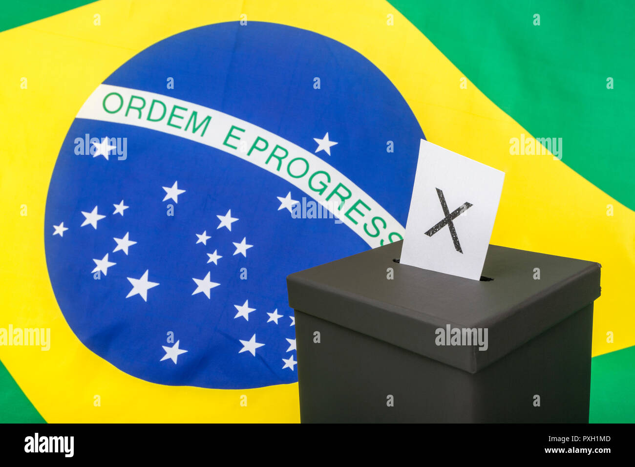 Black ballot box with Brazilian flag - conceptual for 2018 Brazilian ...