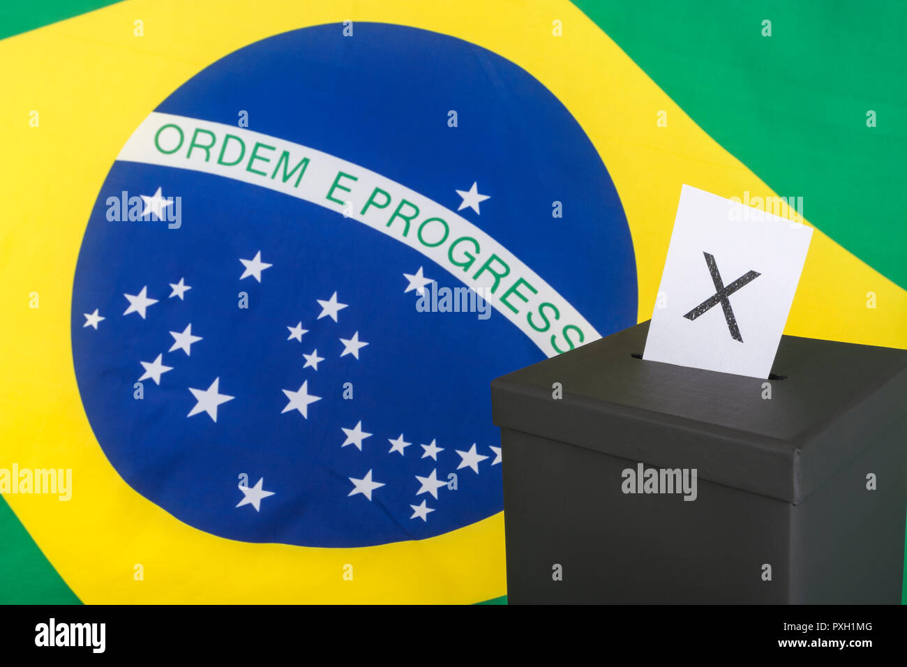 Black ballot box with Brazilian flag - conceptual for 2018 Brazilian ...