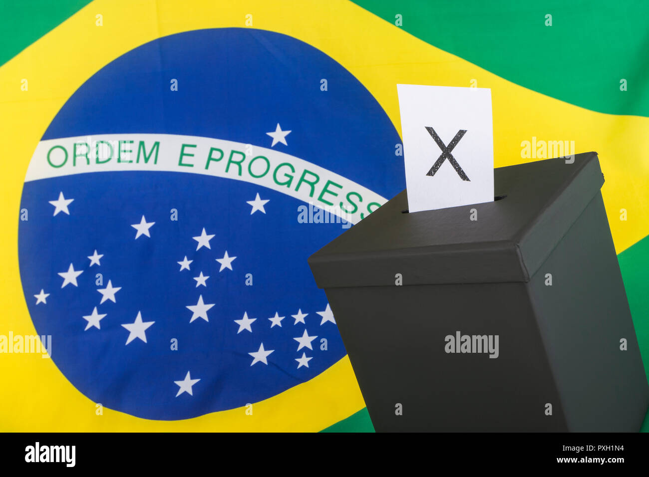 Black ballot box with Brazilian flag - conceptual for 2018 Brazilian ...