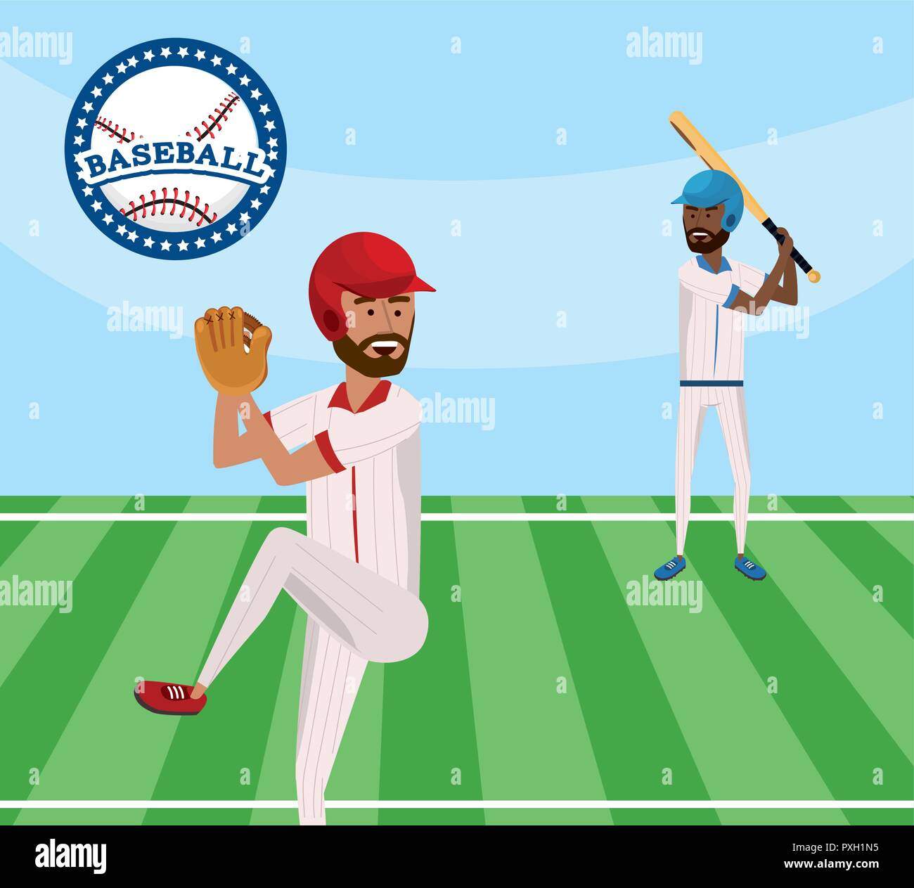 baseball player competition game in the field Stock Vector Image & Art ...