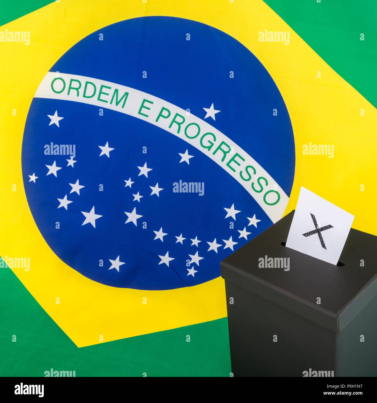Black ballot box with Brazilian flag - conceptual for 2018 Brazilian ...