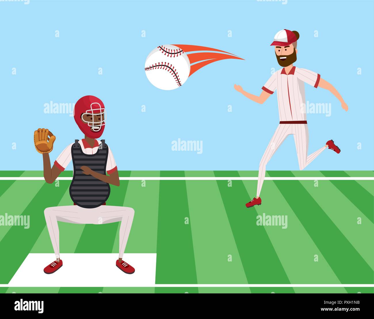 baseball game and players competition with ball Stock Vector Image ...
