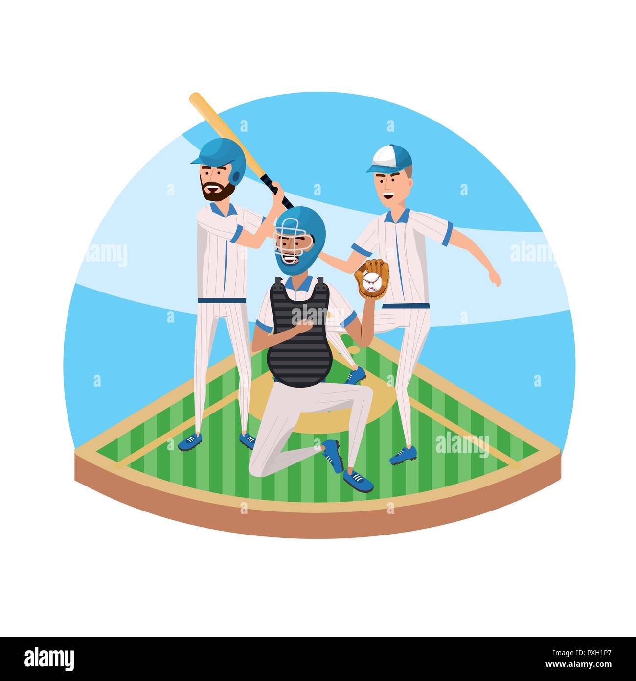 baseball players teamwork in the professional field Stock Vector Image ...