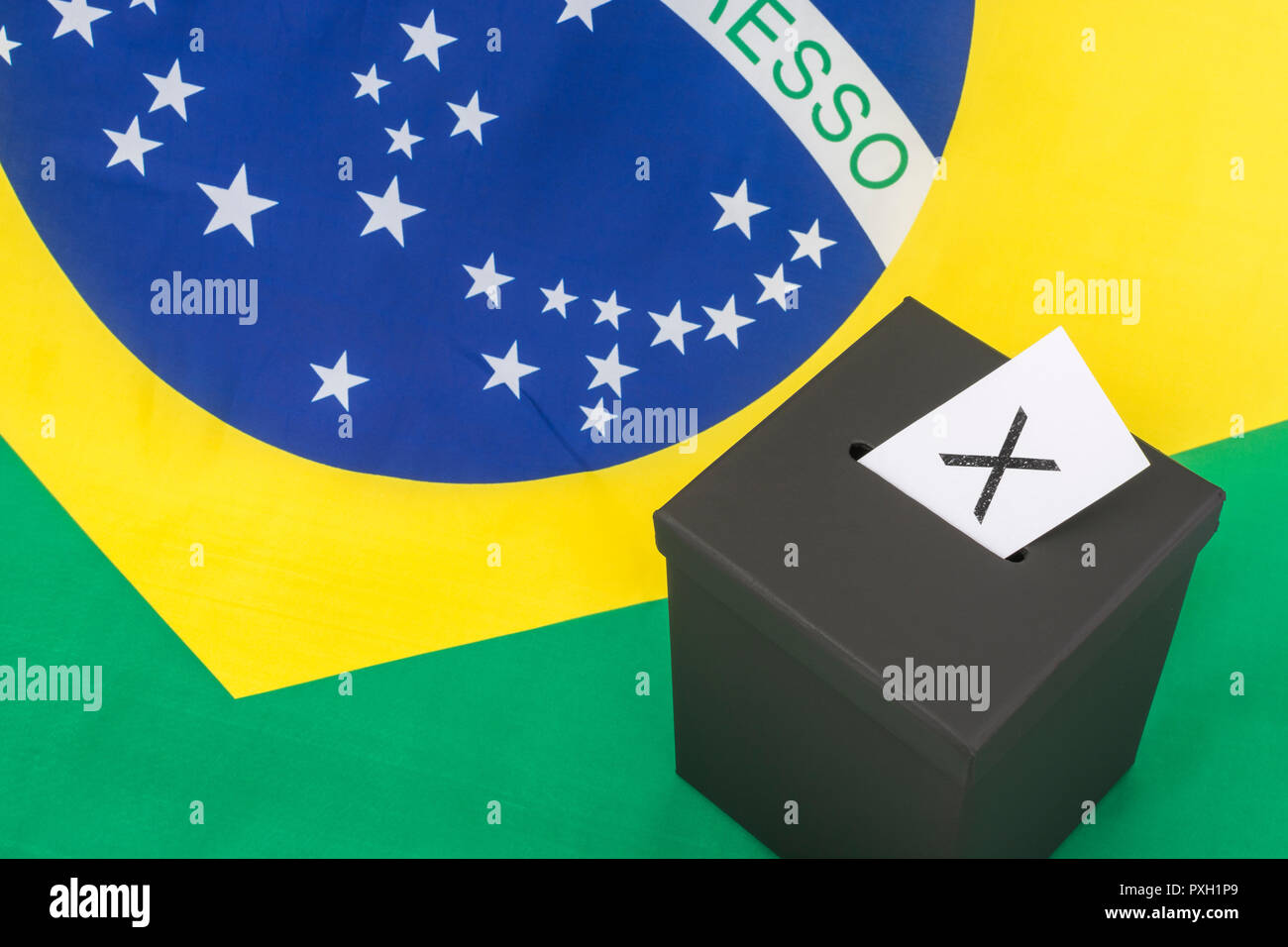 Black ballot box with Brazilian flag - conceptual for 2018 Brazilian ...