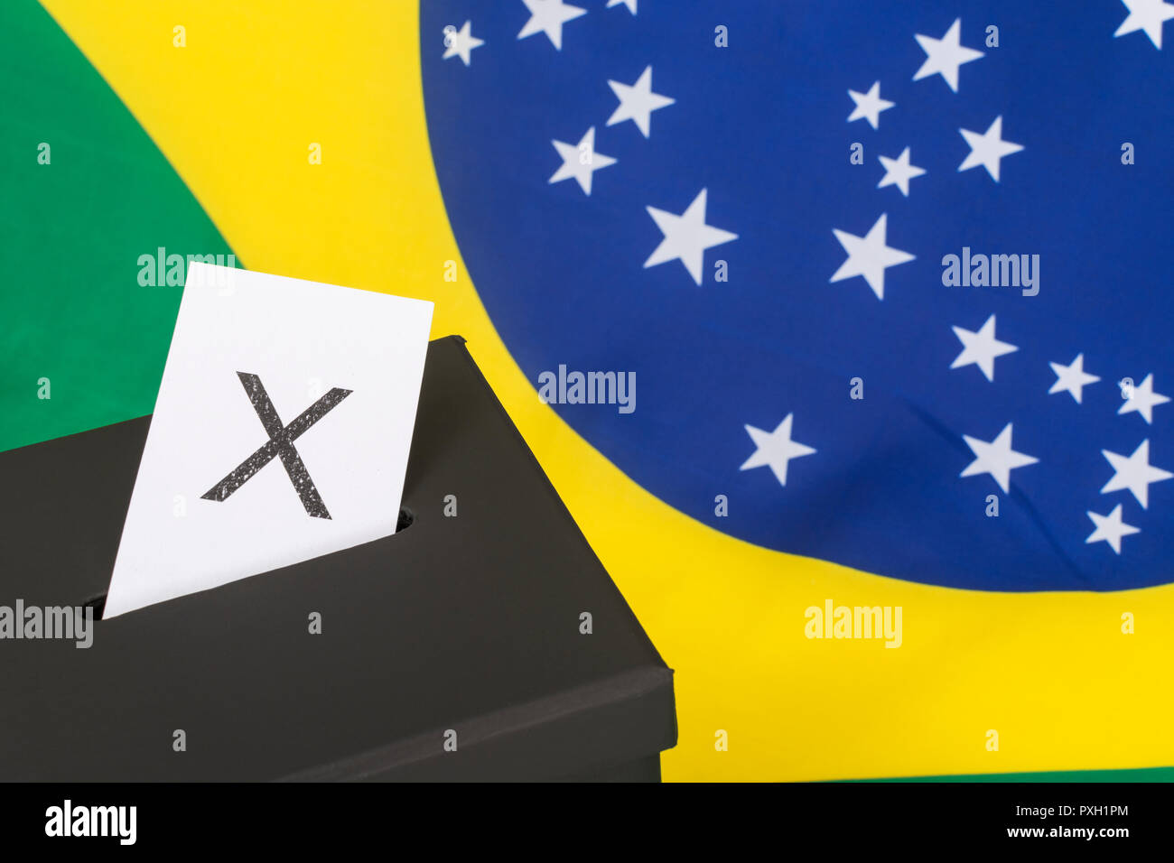 Black ballot box with Brazilian flag - conceptual for 2018 Brazilian ...