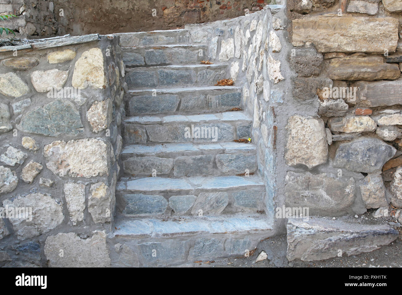 Small Outdoor Staircase Made From Stone Tiles Stock Photo - Alamy