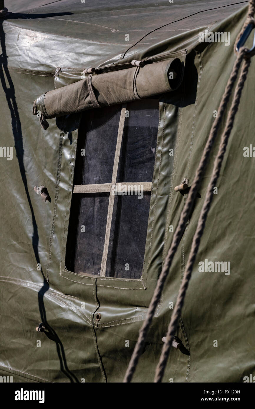 The window of an army military tent is shot close up Stock Photo - Alamy