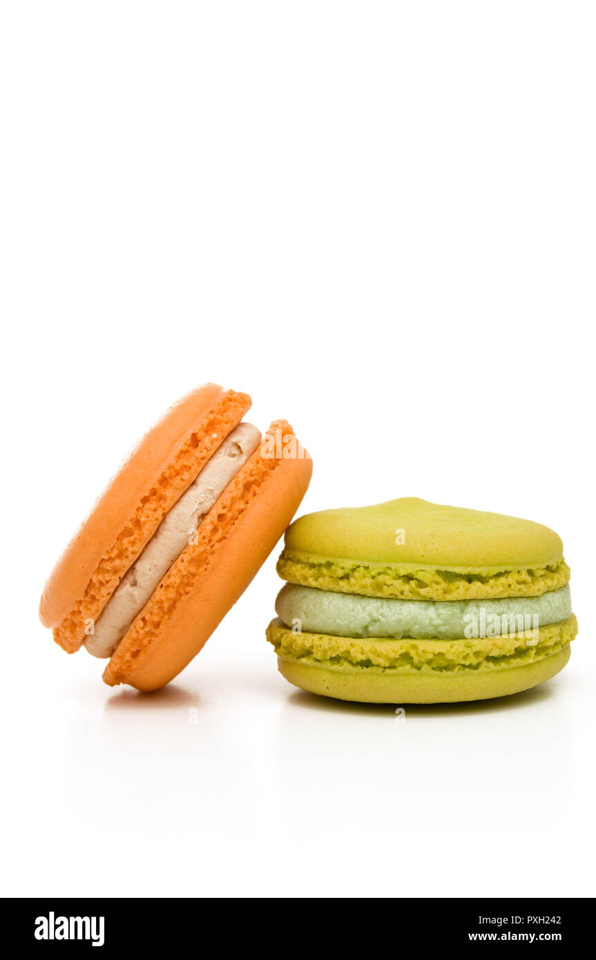 Delicious Isolated Orange and Green Stacked Macarons Vertical Stock ...