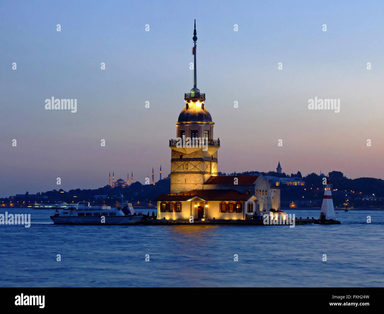 Maiden Tower Lighthouse Historic Landmark in Istanbul Stock Photo - Alamy