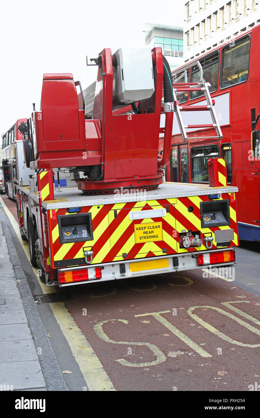 A fire engine in London, responding to an emergency call Stock Photo ...