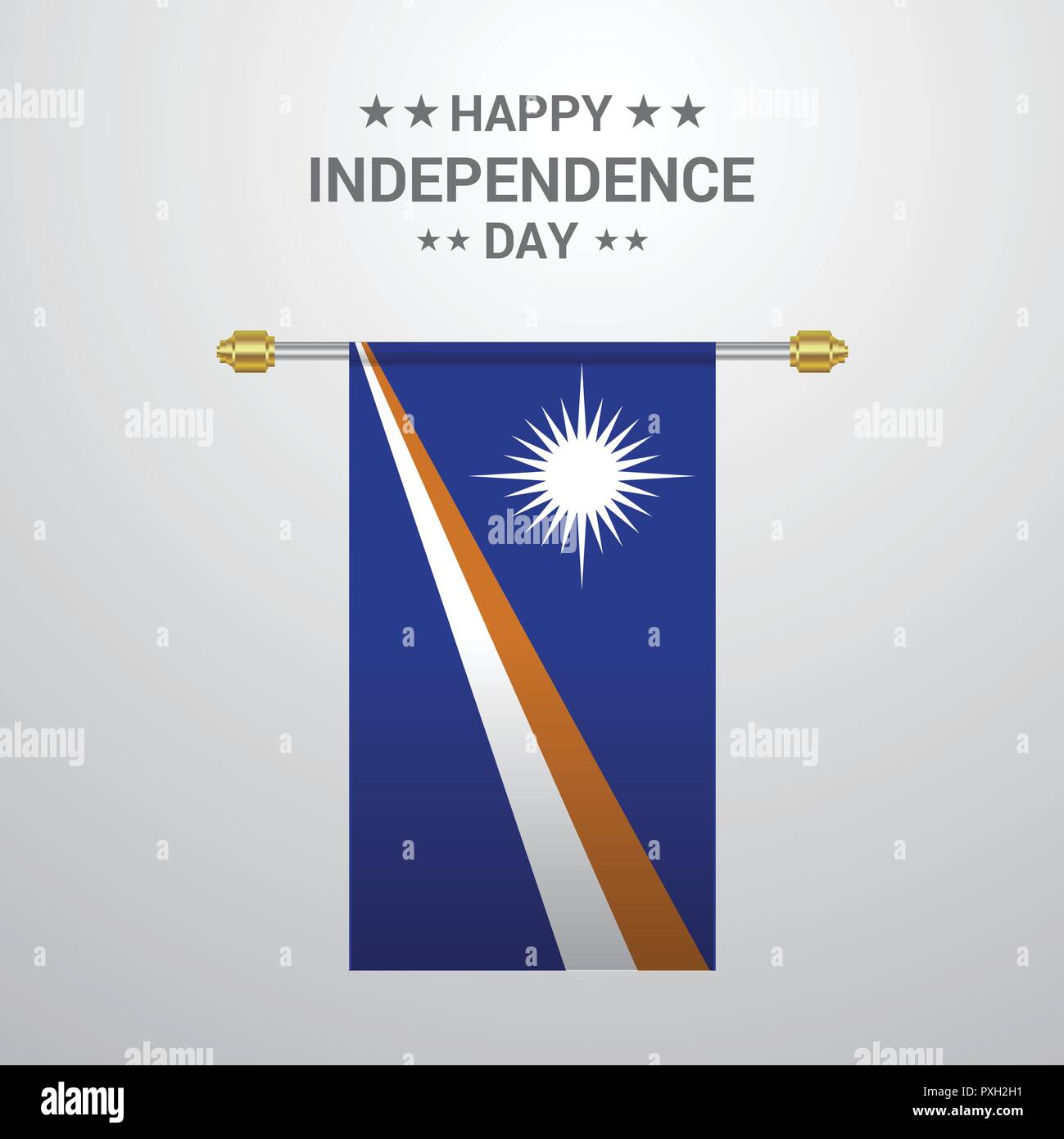 Marshall Islands Independence day hanging flag background Stock Vector ...