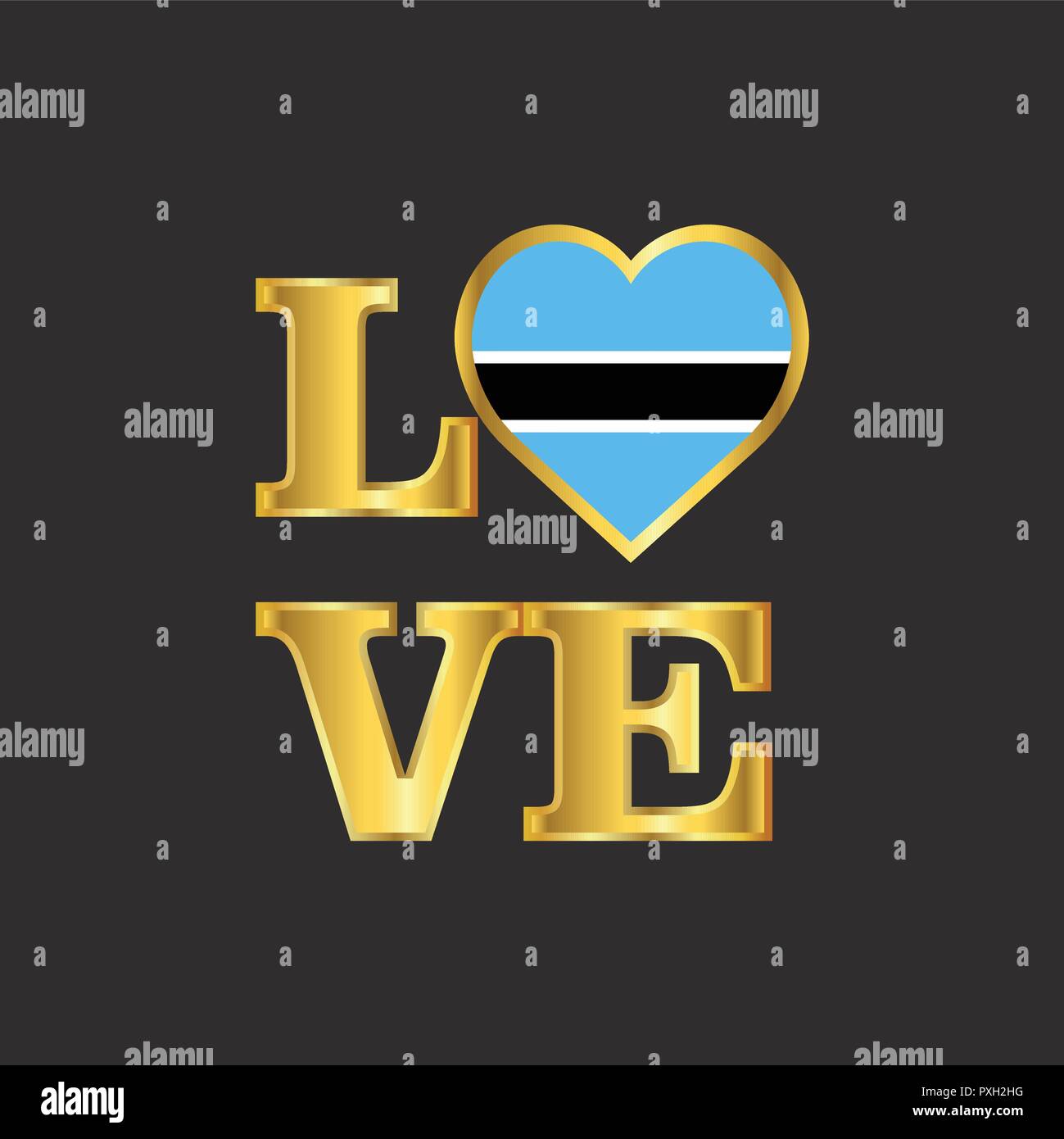 Love typography Botswana flag design vector Gold lettering Stock Vector ...