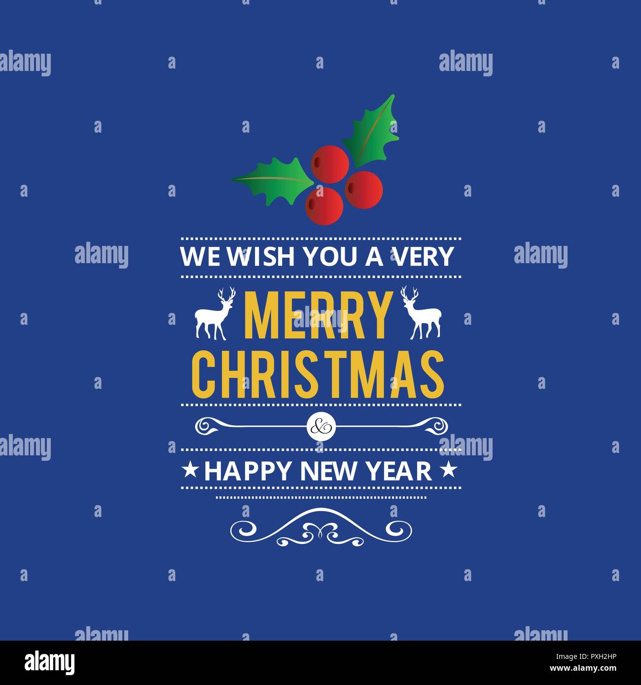 Merry Christmas creative design with blue background vector Stock ...