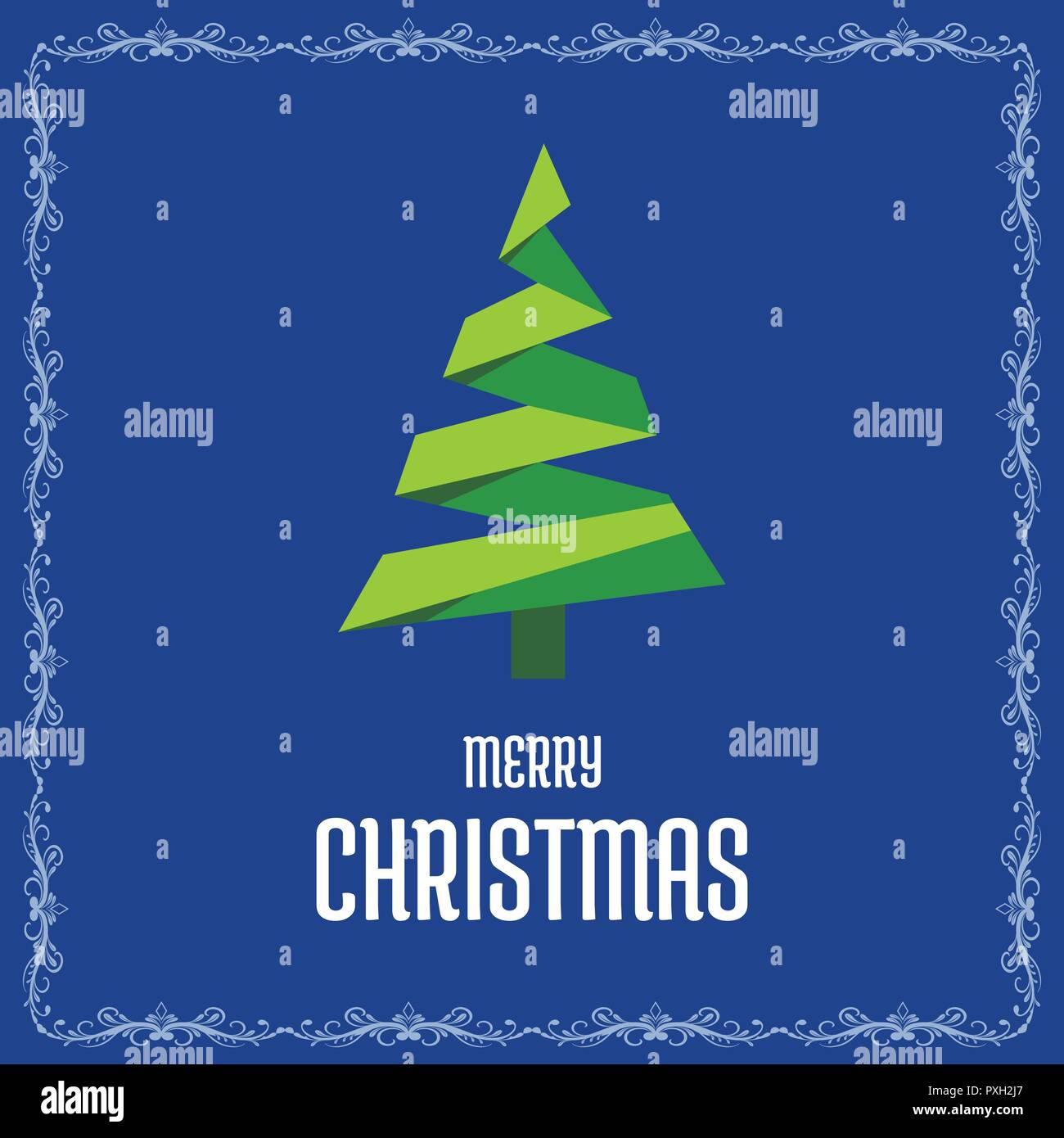 Merry Christmas creative design with blue background vector Stock ...