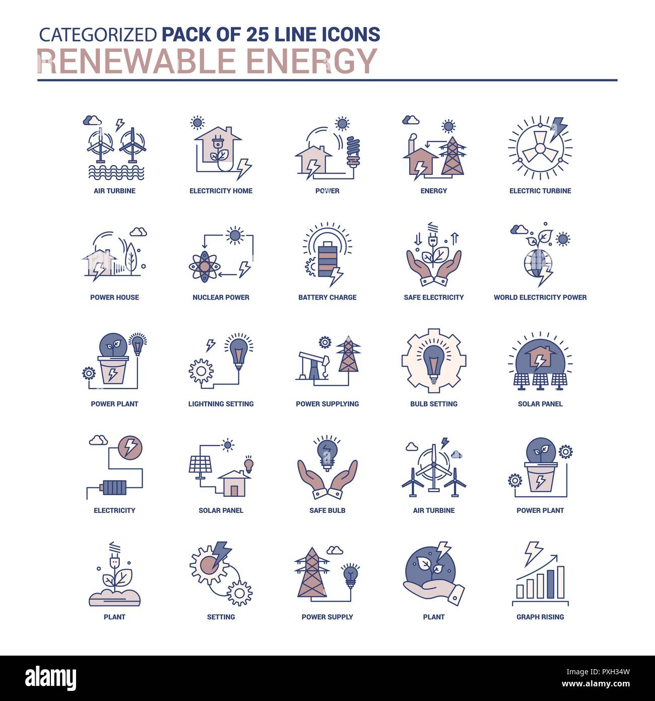 Vintage Renewable Energy Icon set - 25 Flat Line icon set Stock Vector ... Vintage Renewable Energy Icon set - 25 Flat Line icon set Stock Vector ...