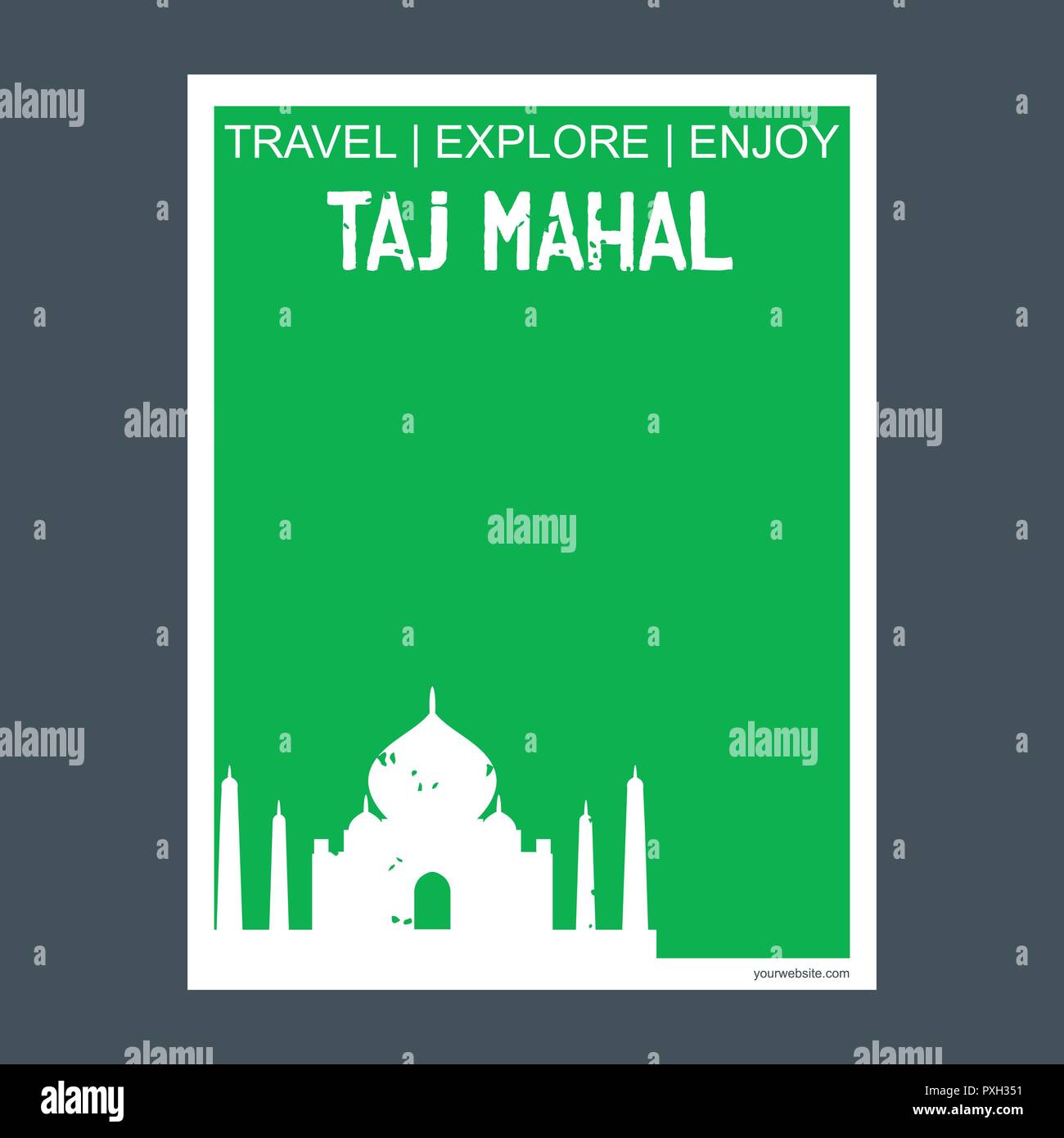 Taj Mahal Agara, India monument landmark brochure Flat style and ...