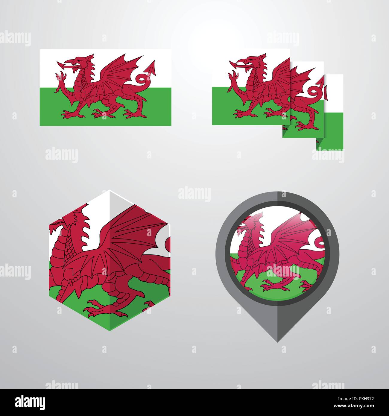 Wales flag design set vector Stock Vector Image & Art - Alamy
