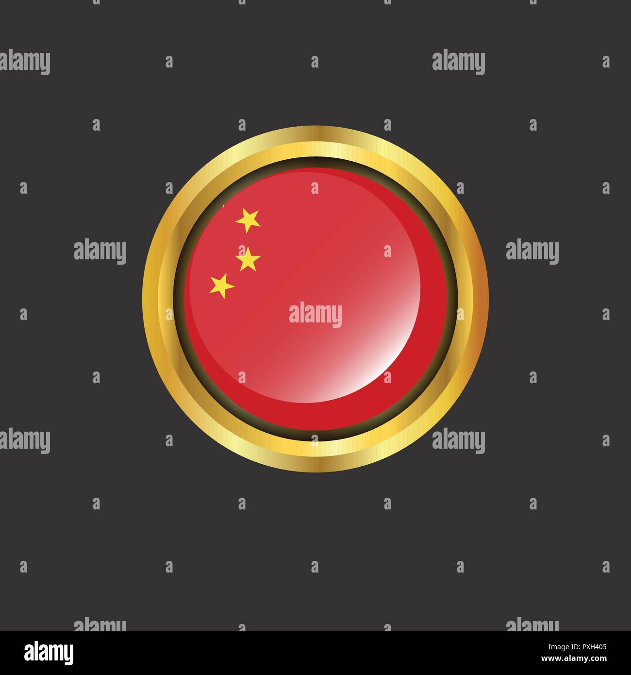 China flag Golden button Stock Vector Image & Art - Alamy