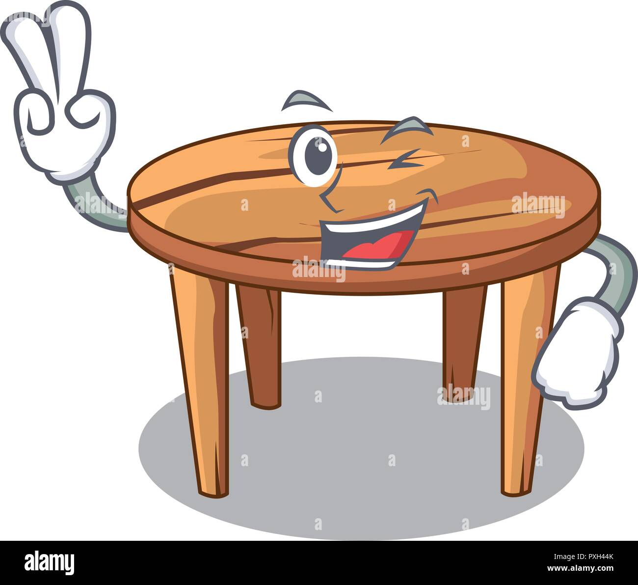 Two finger cartoon round wooden table in cafe Stock Vector Image & Art ...