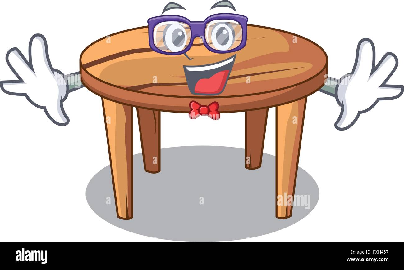 Geek cartoon round wooden table in cafe Stock Vector Image & Art - Alamy