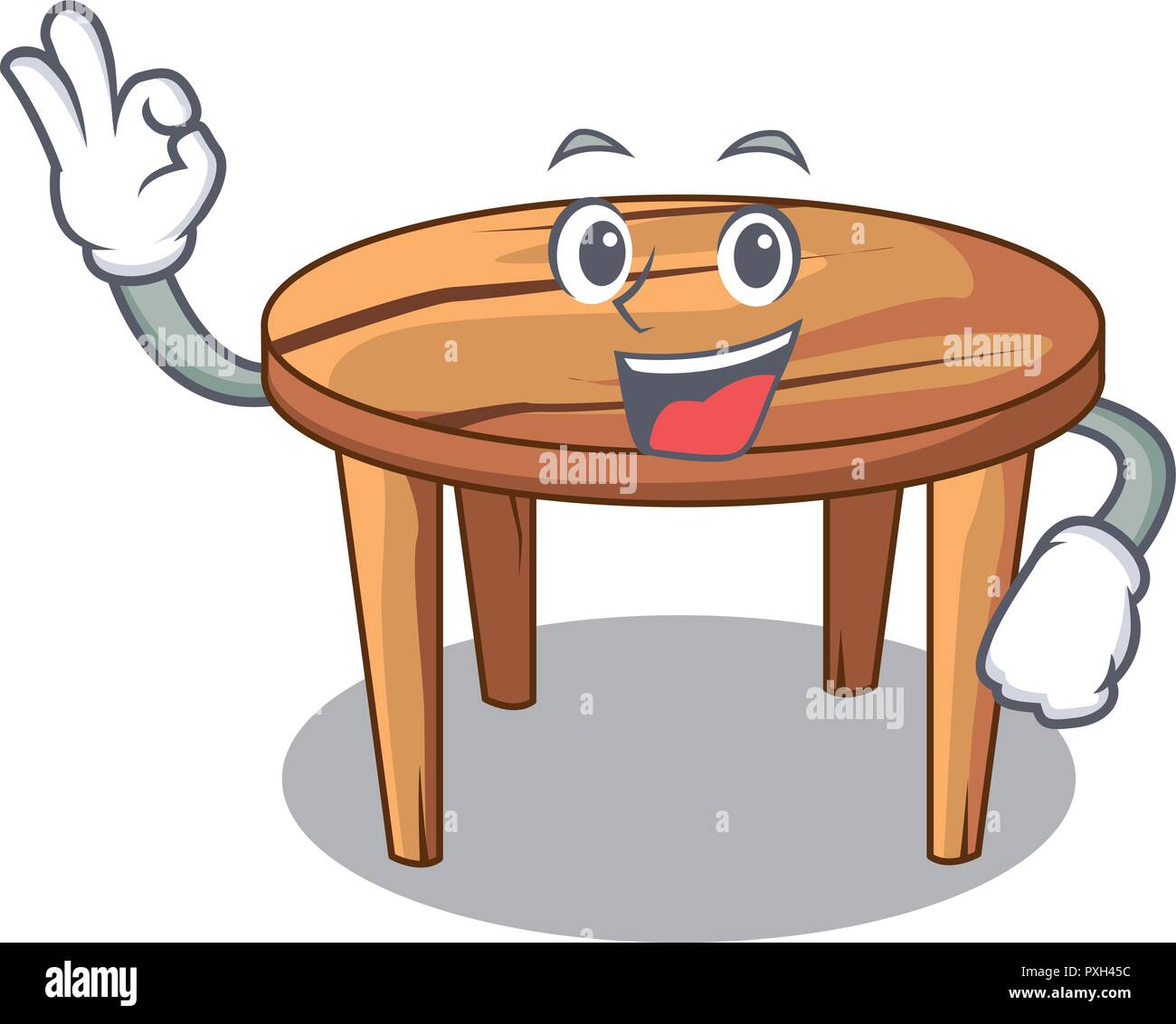 Okay cartoon round wooden table in cafe Stock Vector Image & Art - Alamy