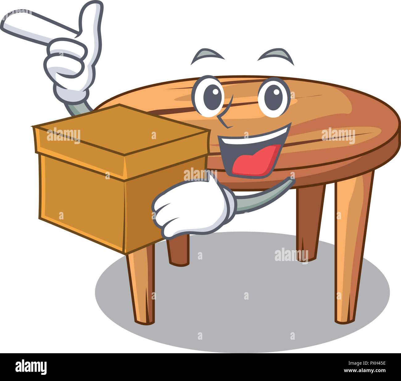 With box cartoon round wooden table in cafe Stock Vector Image & Art ...