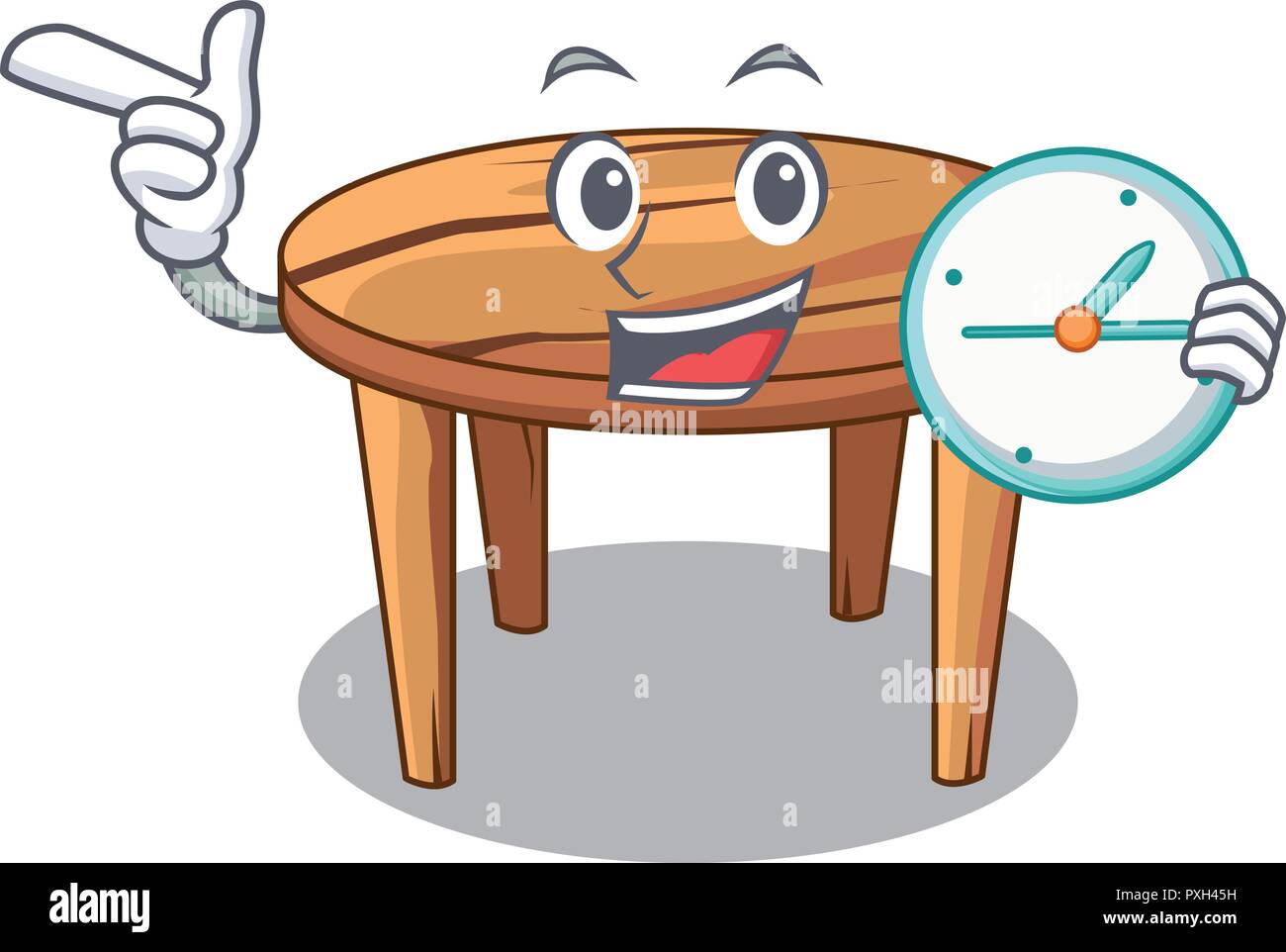 With clock cartoon round wooden table in cafe Stock Vector Image & Art ...