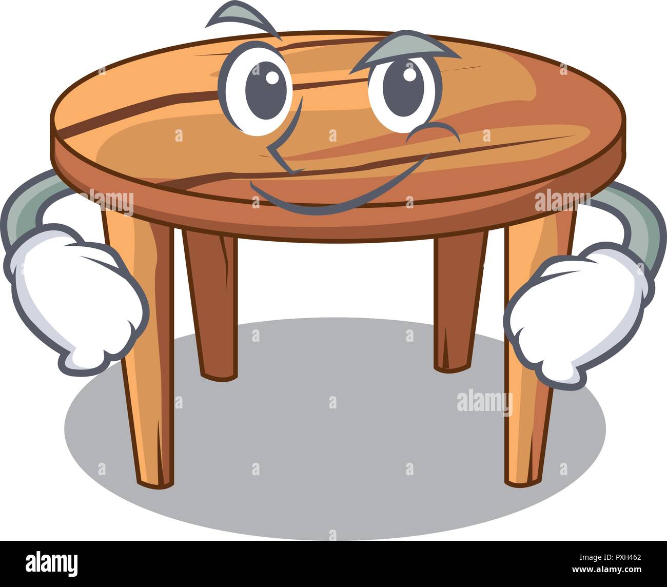 Smirking cartoon round wooden table in cafe Stock Vector Image & Art ...