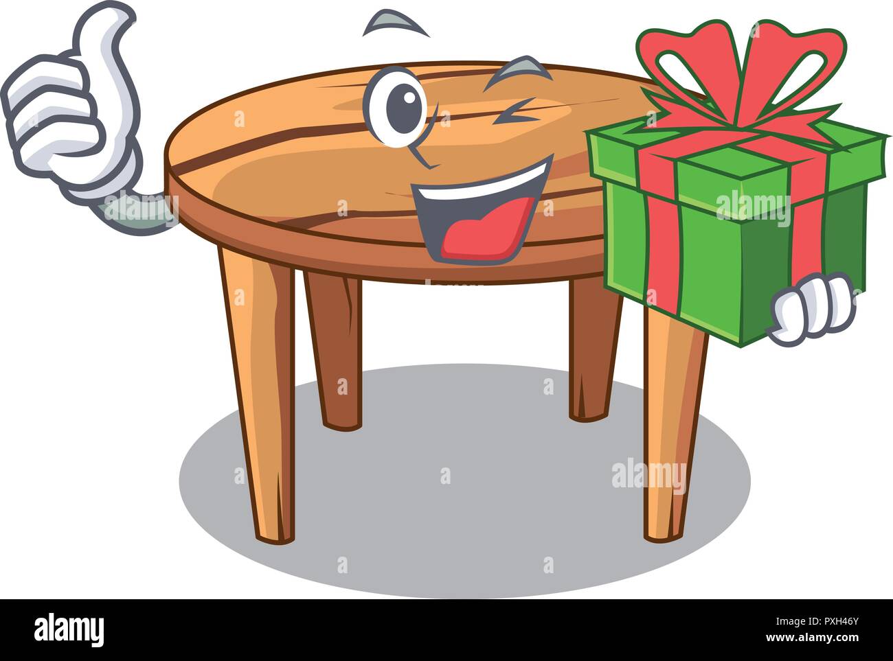With gift cartoon wooden dining table in kitchen Stock Vector Image ...