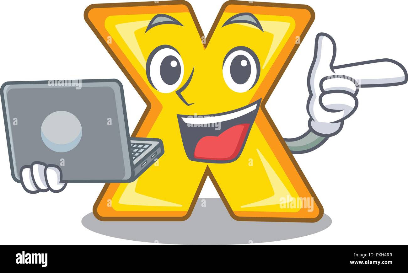 With laptop character cartoon multiply sign for logo Stock Vector Image ...