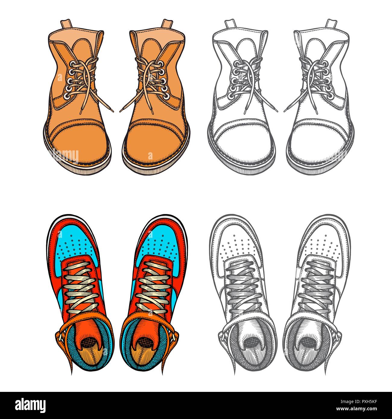 Set of Shoes, boots, illustration isolated on white Stock Photo - Alamy