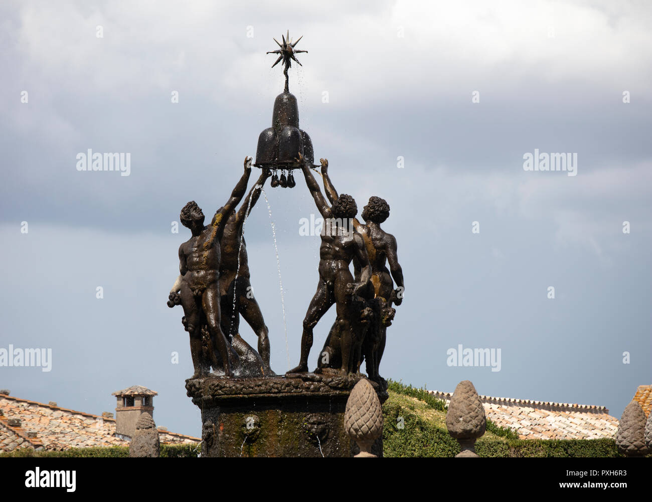 A detail of the statues on the top of the Fountain of the Moors in the ...