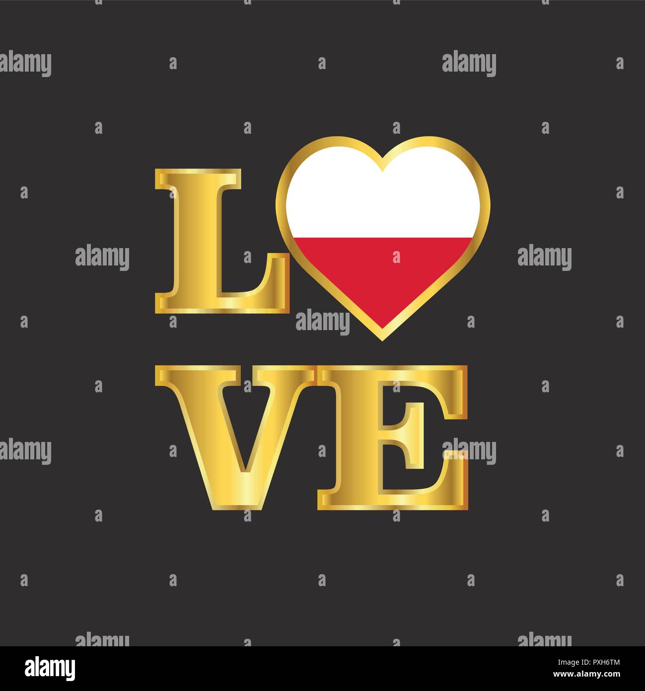 Love typography Poland flag design vector Gold lettering Stock Vector ...