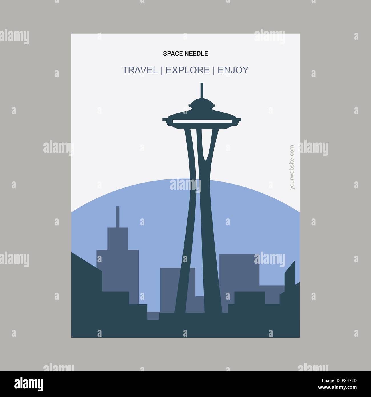 Space Needle Seattle, Washington Vintage Style Landmark Poster Template ...